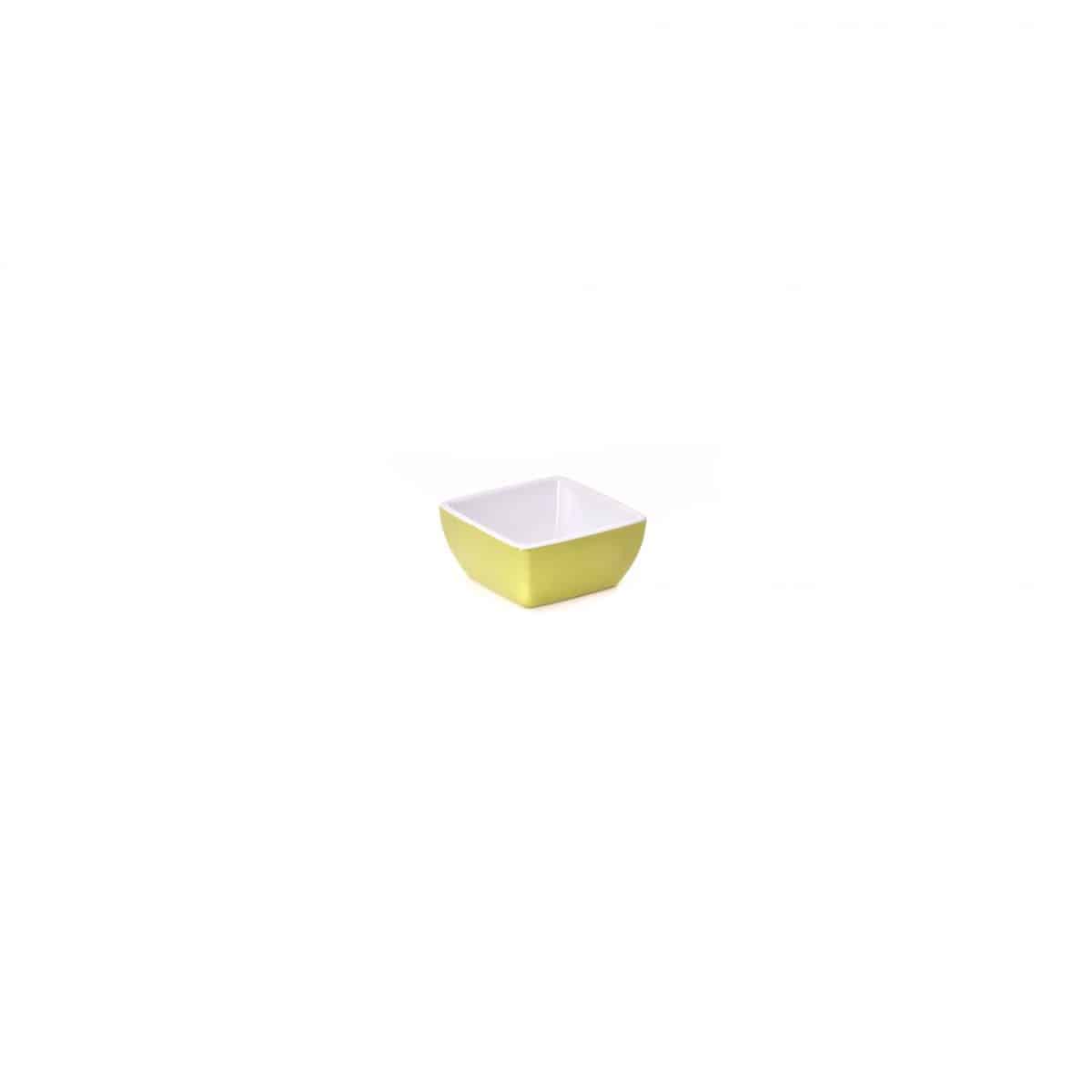 Green/ White Extra Small Square Bowl - 9cm - Primeware Ceramics