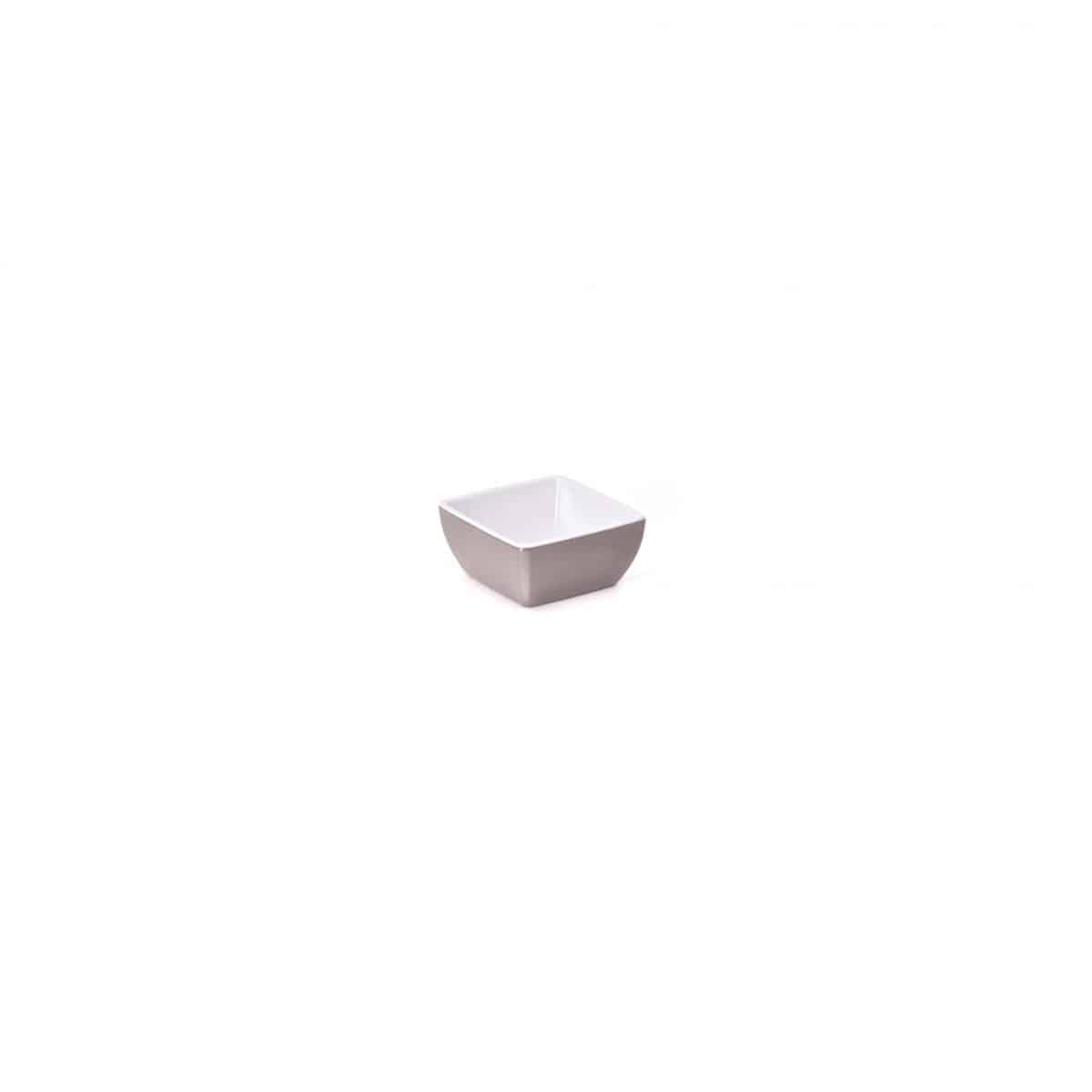 Taupe/ White Extra Small Square Bowl - 9cm - Primeware Ceramics