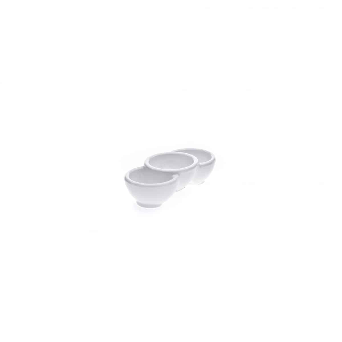 White Medium Round Triple Bowl - 9cm - Primeware Ceramics